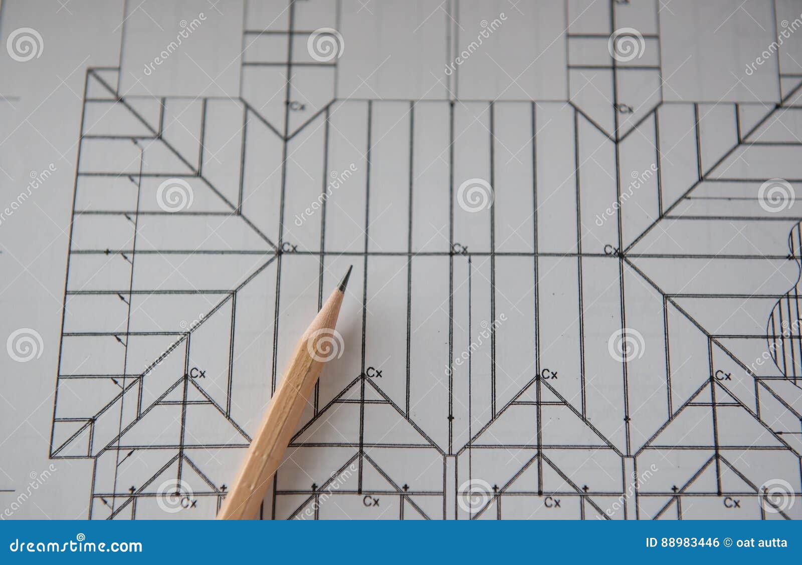 Pencil on Blueprints. Architectural and Engineering Housing Concept ...