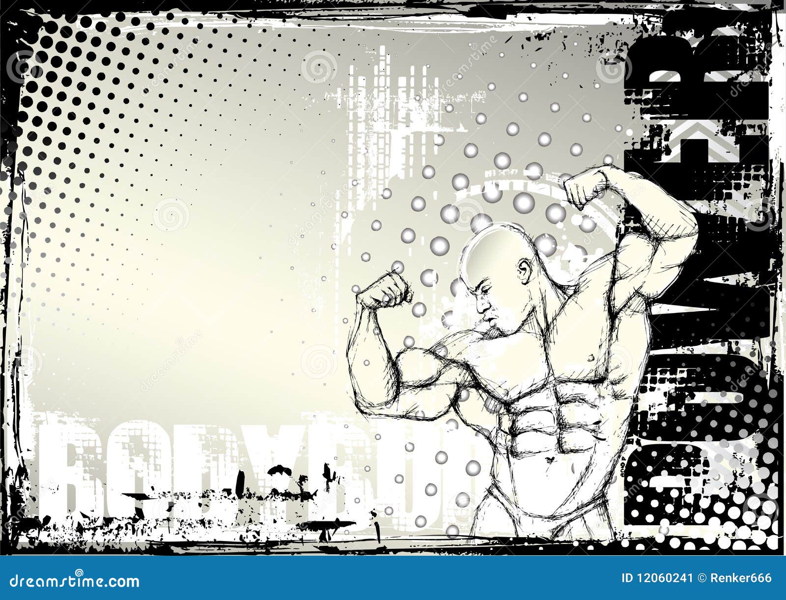 Bodybuilding Pencil Drawing