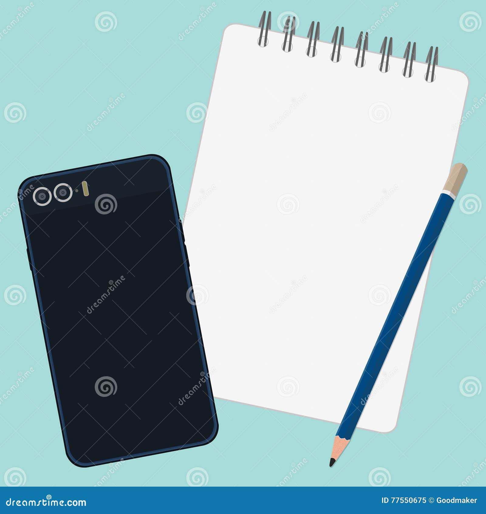 Pencil Book and Mobile Phone Stock Illustration - Illustration of ...