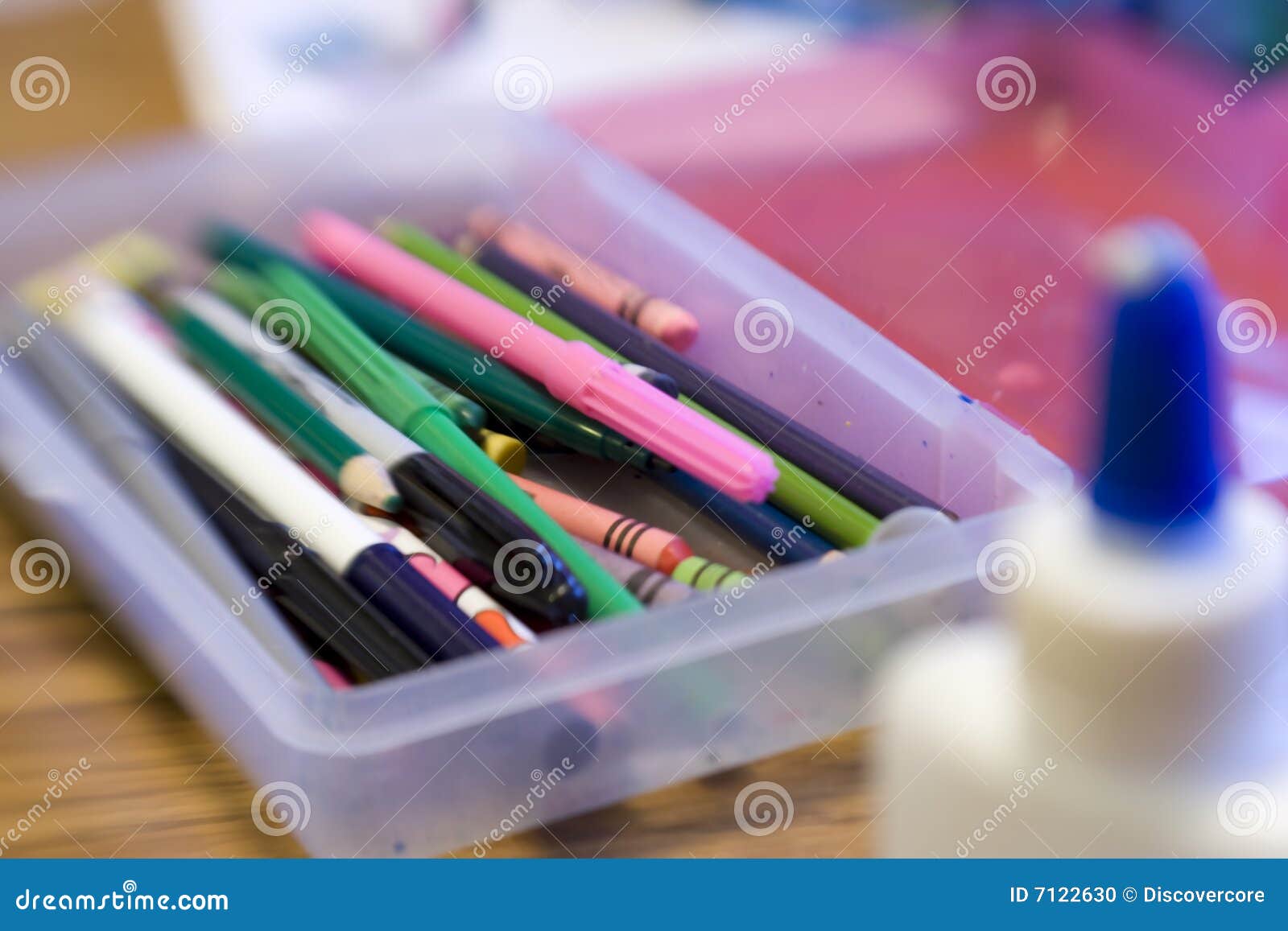 Pencil Box for School stock photo. Image of markers, glue - 7122630