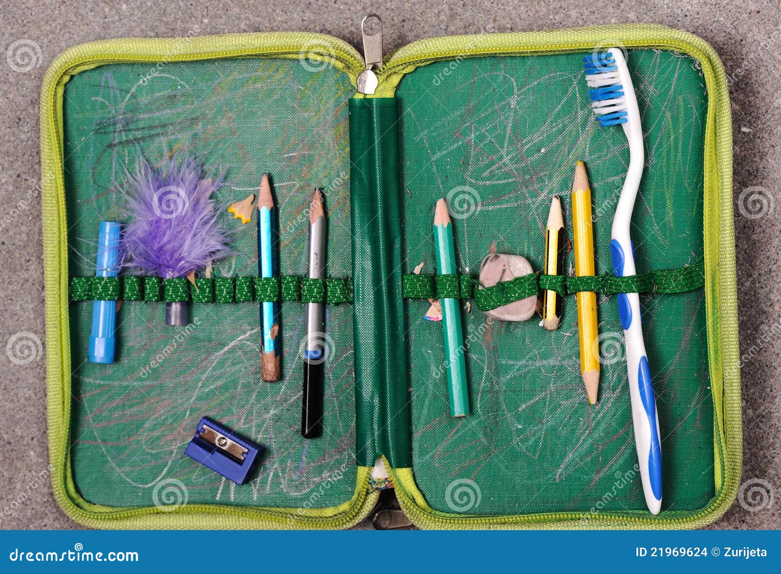 Pencil Box with Tooth Brush for Teeth :P Stock Photo - Image of ...