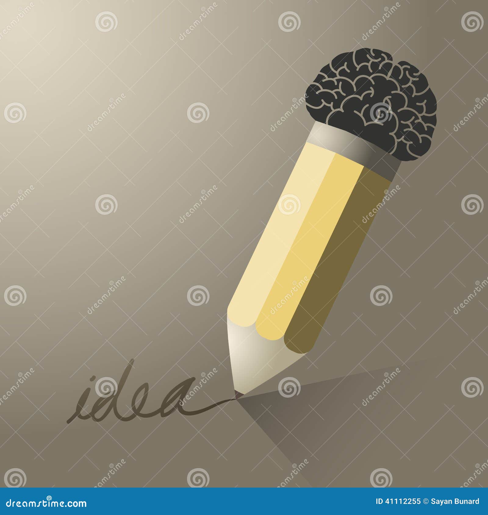 Pencil with brain stock illustration. Illustration of graphic - 41112255