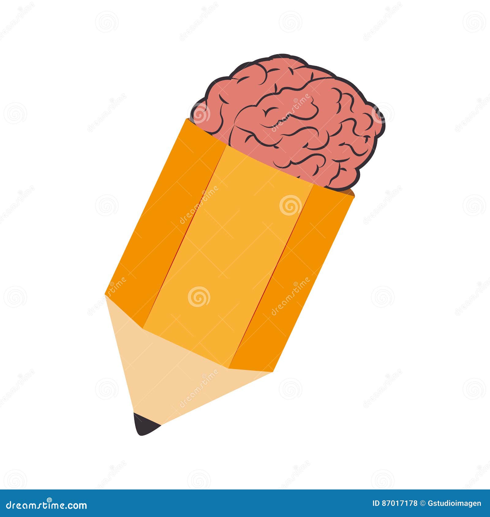Pencil with brain icon stock vector. Illustration of business - 87017178
