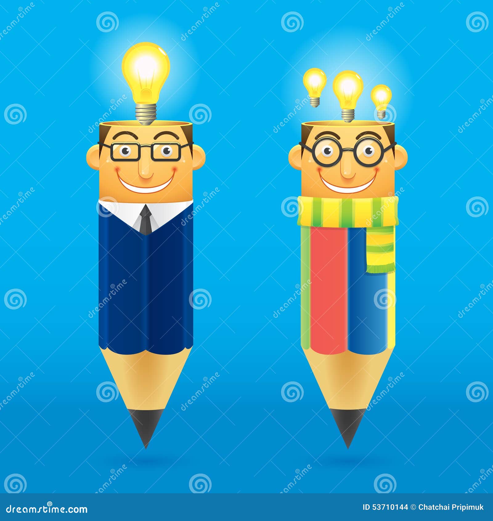 Big Pencil With Brain Isolated On White Background, 3D Illustration ...