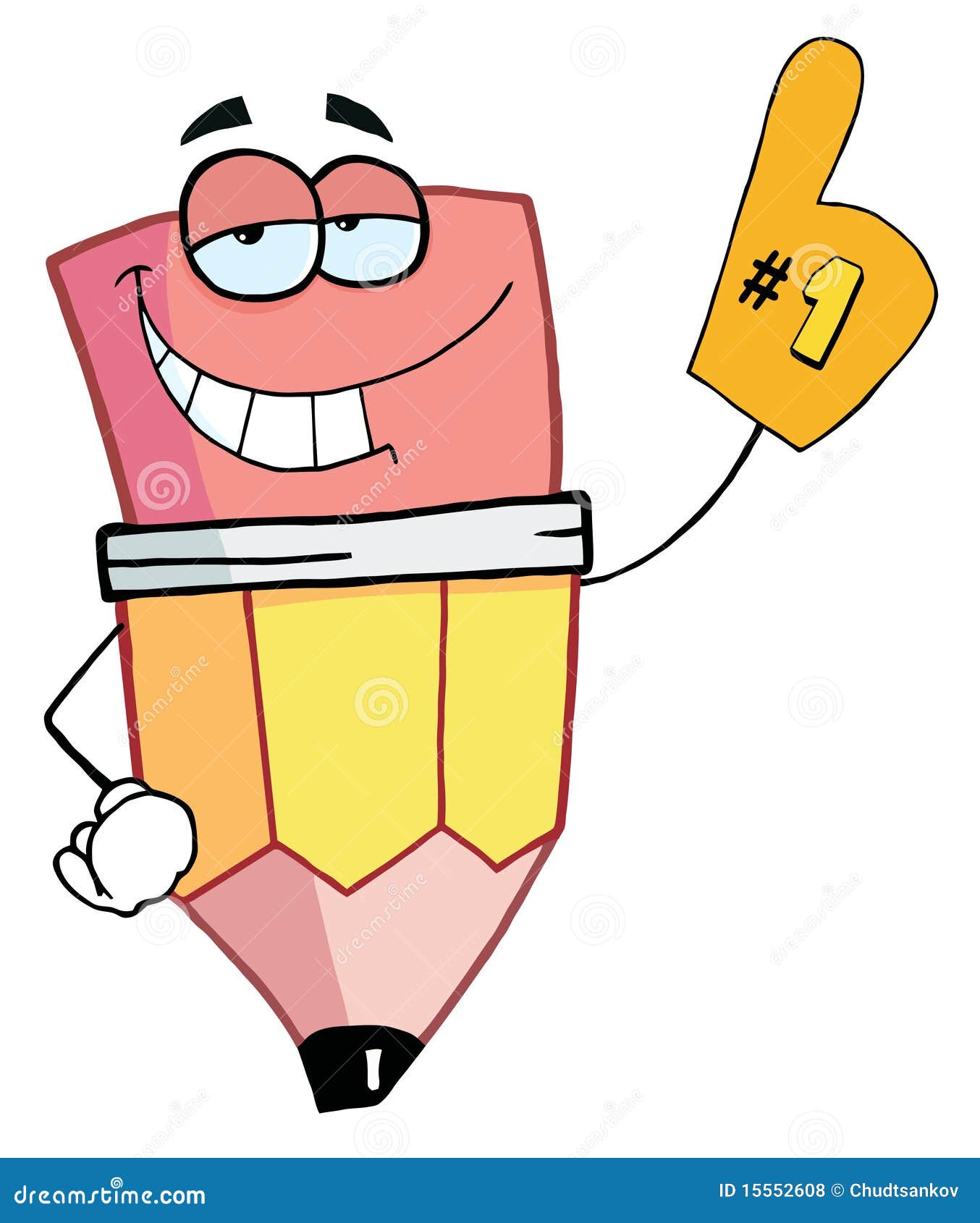 Pencil Cartoon Character is Number One Stock Vector - Illustration of ...