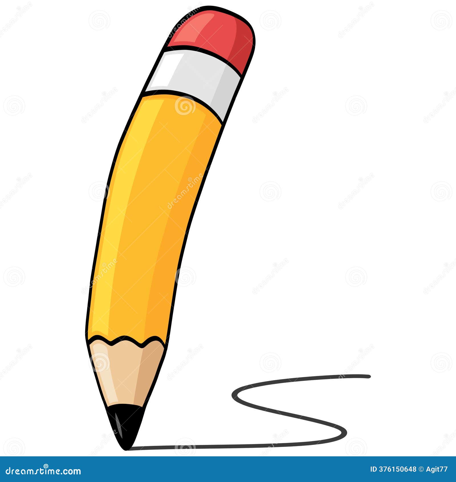 Pencil Cartoon. Cute Humanized Pencil Character With Arms And Face ...