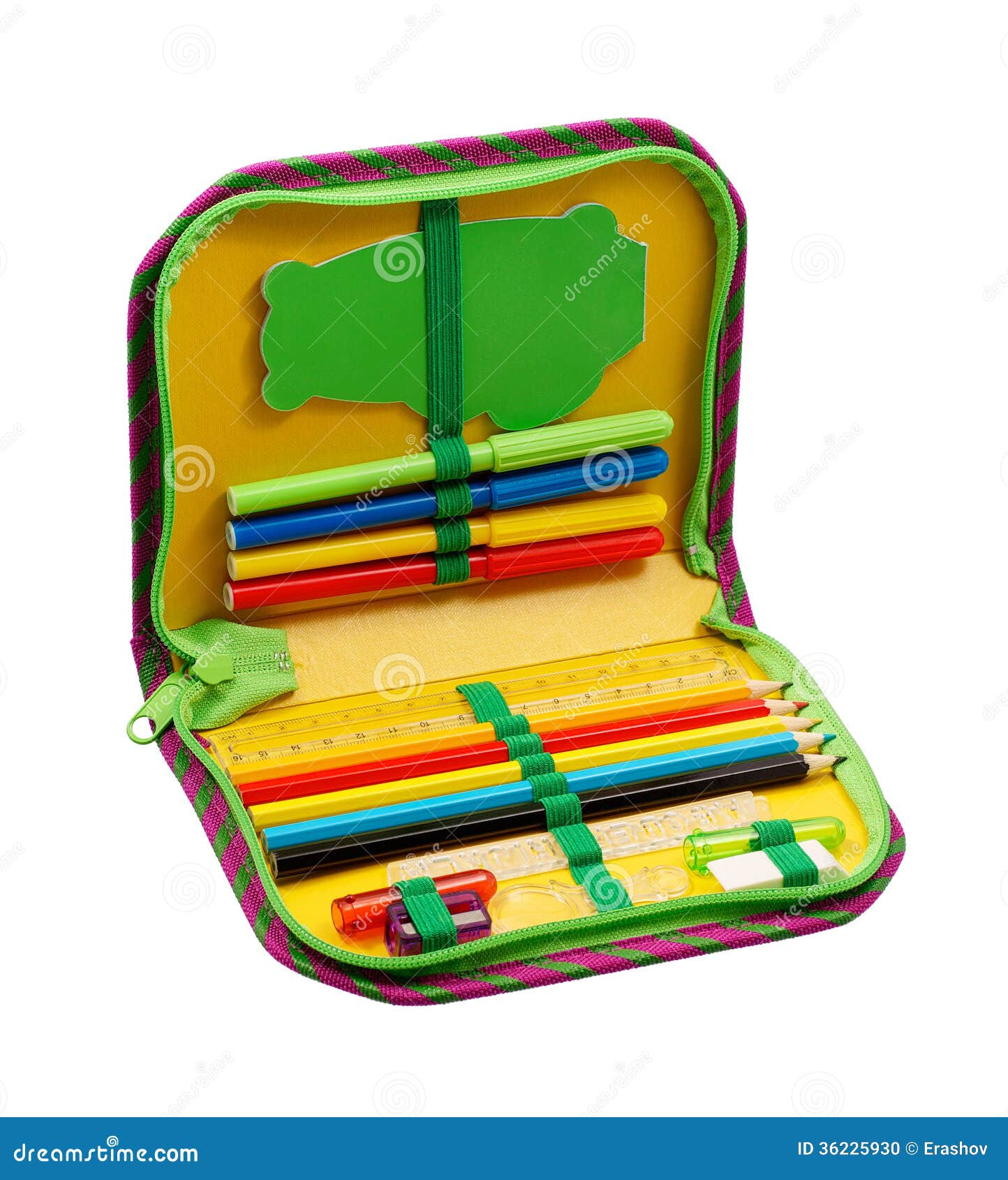 Pencil Case with Various Stationery Stock Photo - Image of pencilcase ...