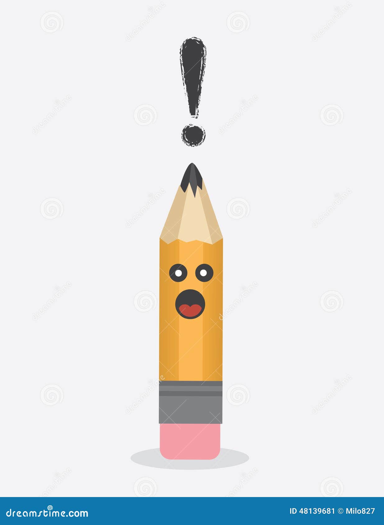 Pencil Character Exclamation Stock Vector - Illustration of orange ...