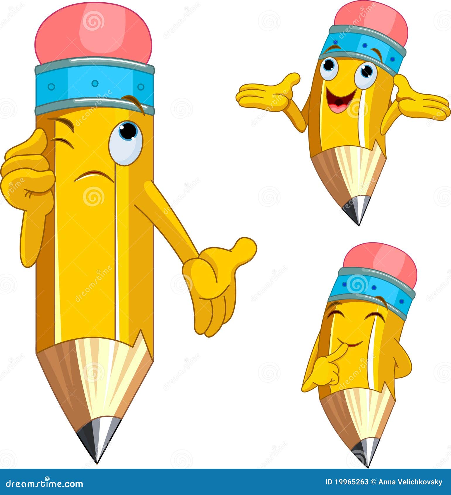 Pencil Character Facial Expressions And Posing Cartoon Vector ...