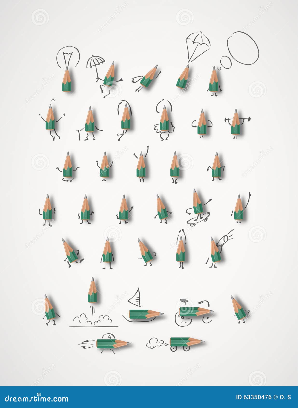 Pencil Characters and Other Doodles - Green Crayons Stock Vector ...