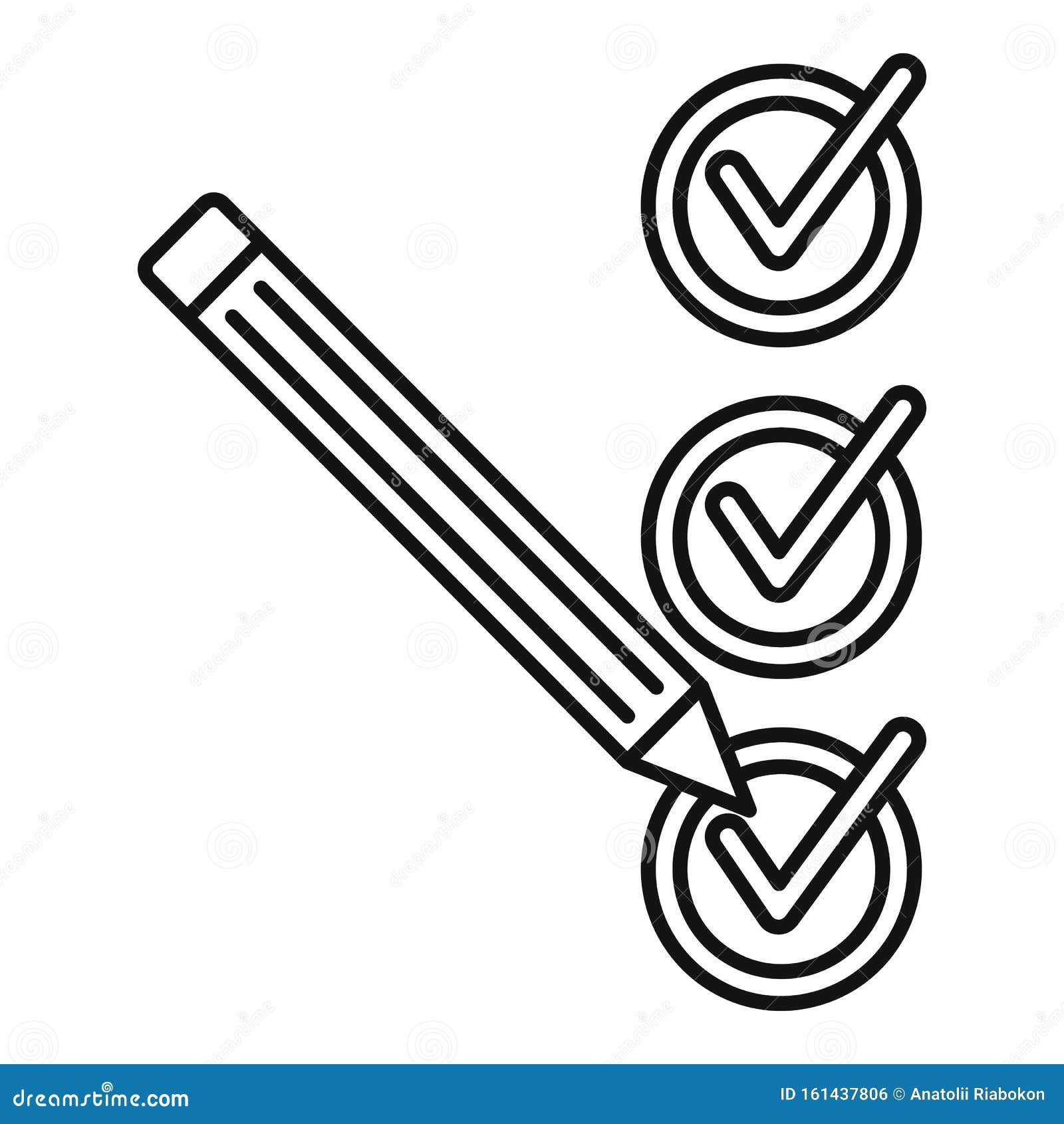 Pencil Check Mark Icon, Outline Style Stock Vector - Illustration of ...
