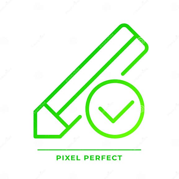Pencil with Check Mark Pixel Perfect Gradient Linear Vector Icon Stock ...
