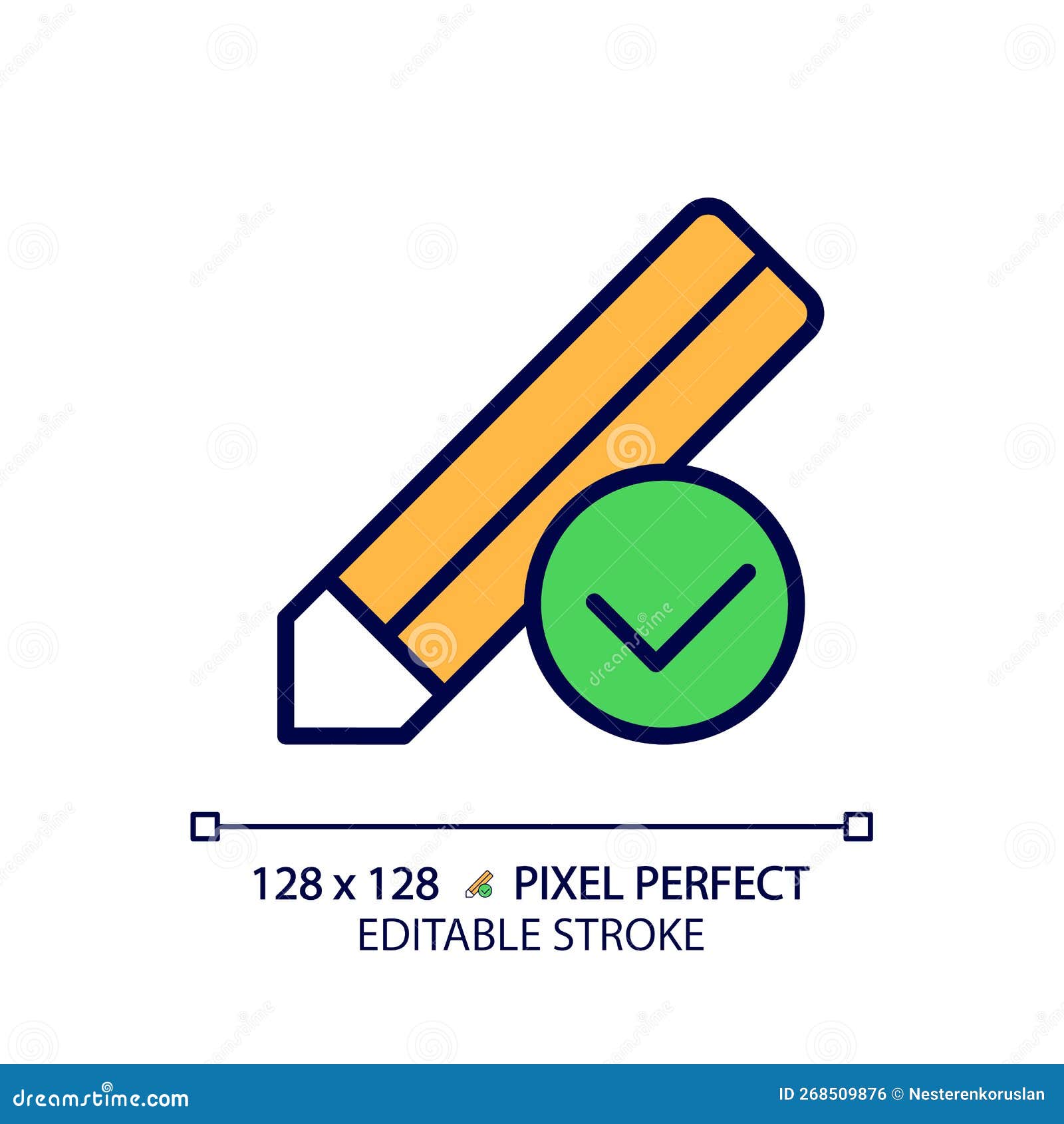 Pencil with Check Mark Pixel Perfect RGB Color Icon Stock Vector ...