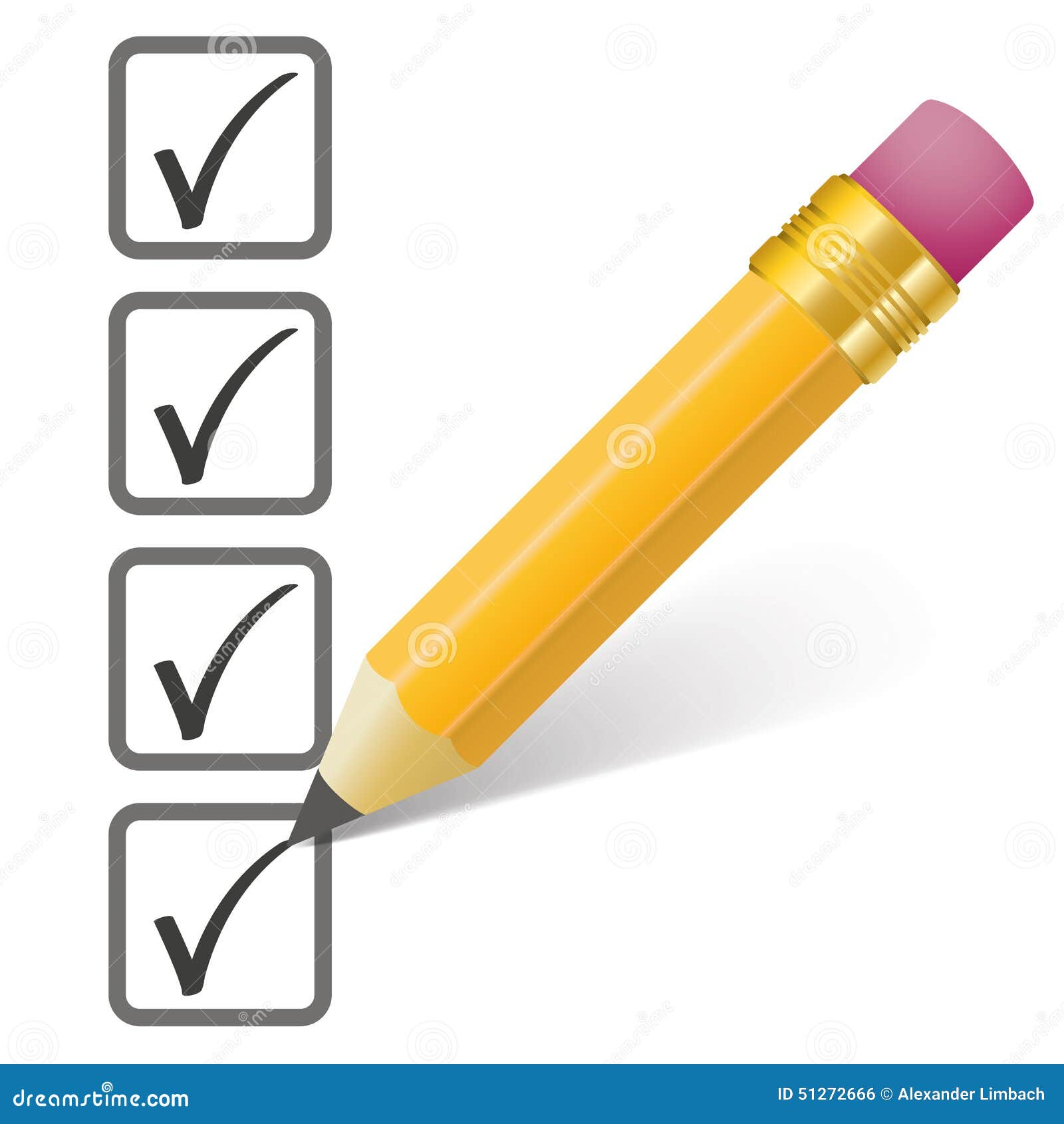 Pencil Checklist 4 Ticks Vector Illustration | CartoonDealer.com #51272666
