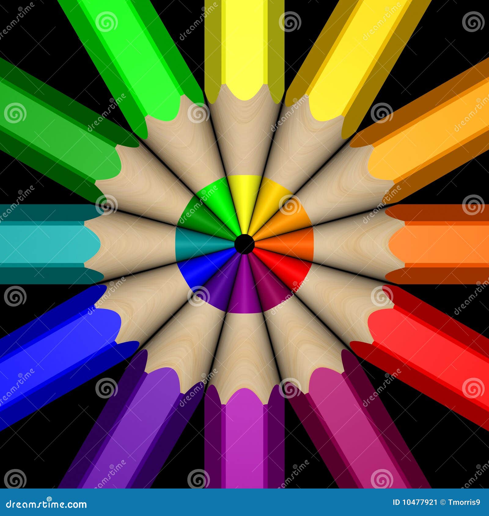 Pencil Color Wheel stock illustration. Illustration of wood - 10477921