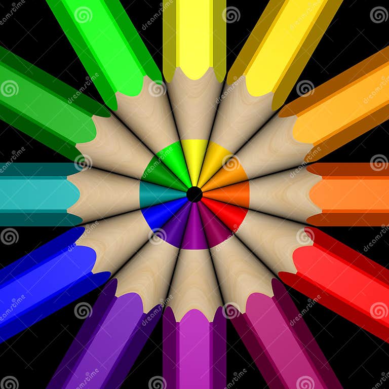 Pencil Color Wheel stock illustration. Illustration of tertiary - 10477921