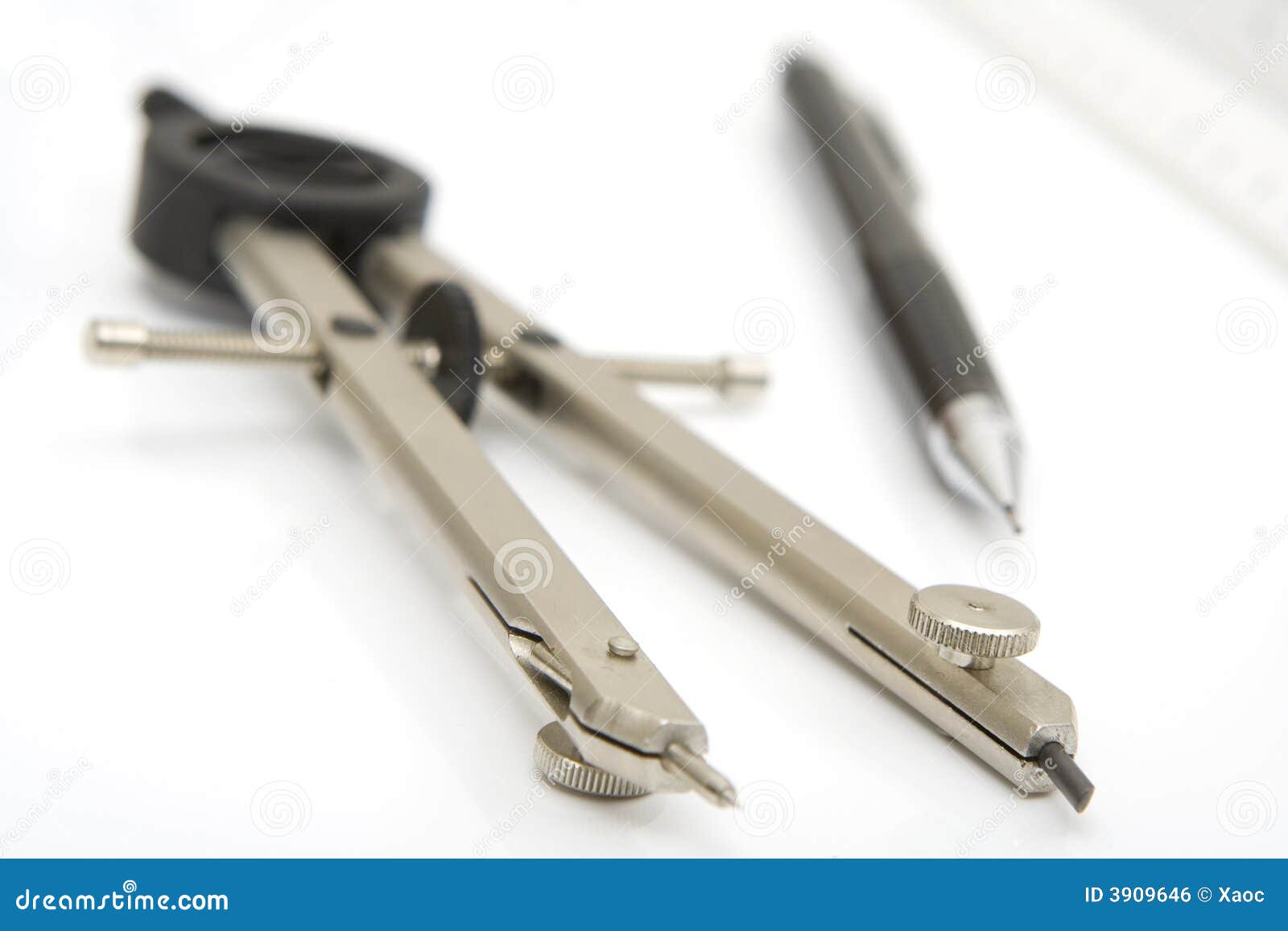 Pencil And Compass Royalty Free Stock Image - Image: 3909646