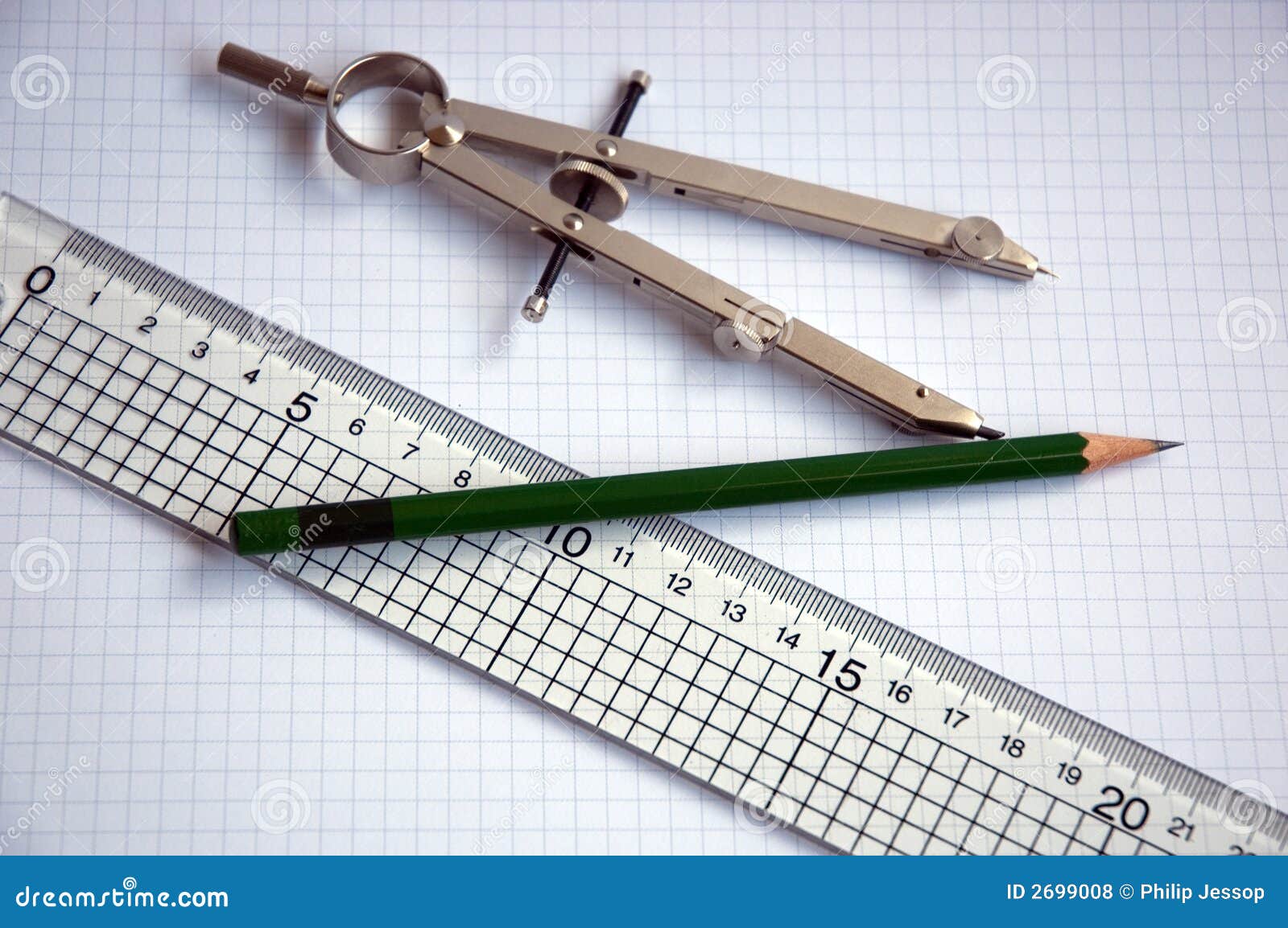 Pencil Compass And Ruler Royalty Free Stock Photos - Image: 2699008