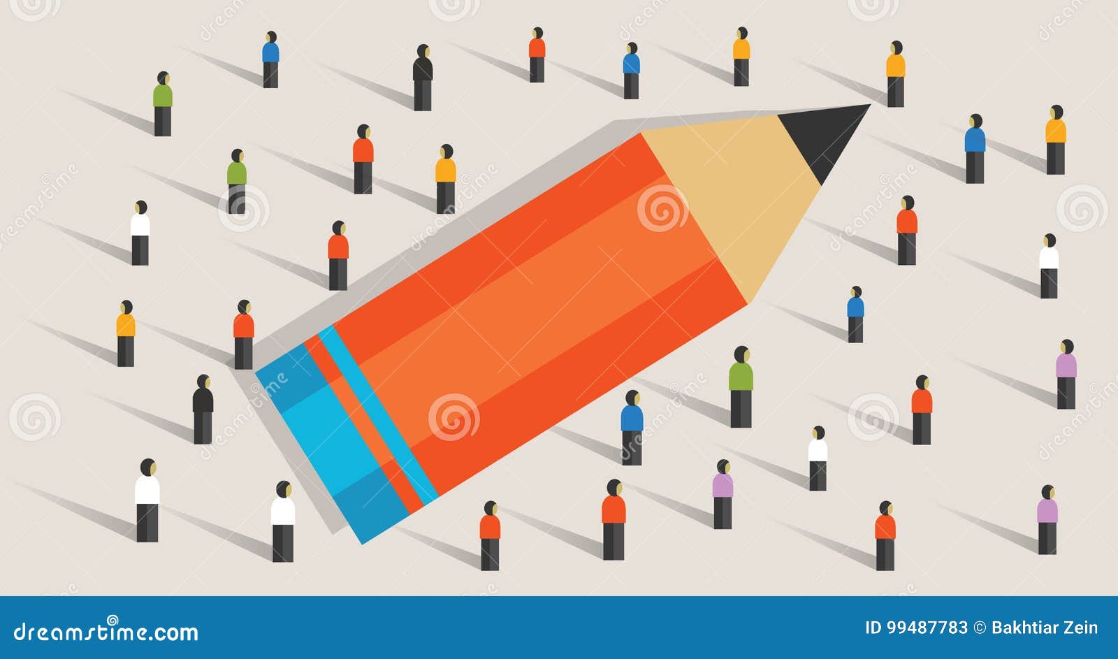 Pencil Concept of Education Crowd Working Together Learning Study ...