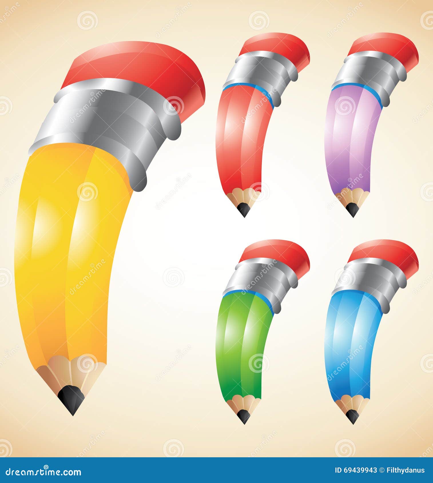 Pencil Crayon Cartoon Icon Set Stock Vector - Illustration of ...