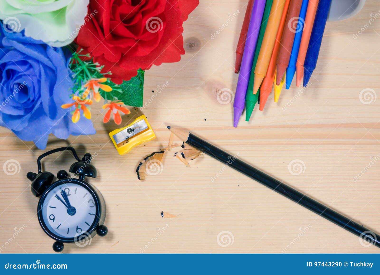Pencil and Crayon stock photo. Image of school, equipment - 97443290