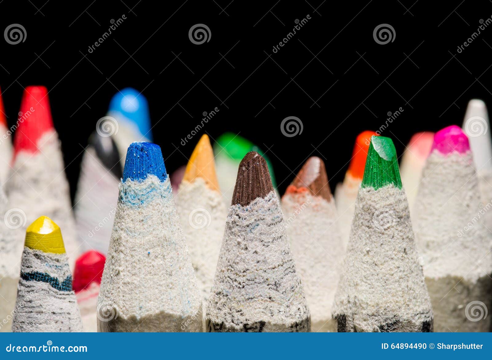 Pencil crayons on black stock photo. Image of abstract - 64894490