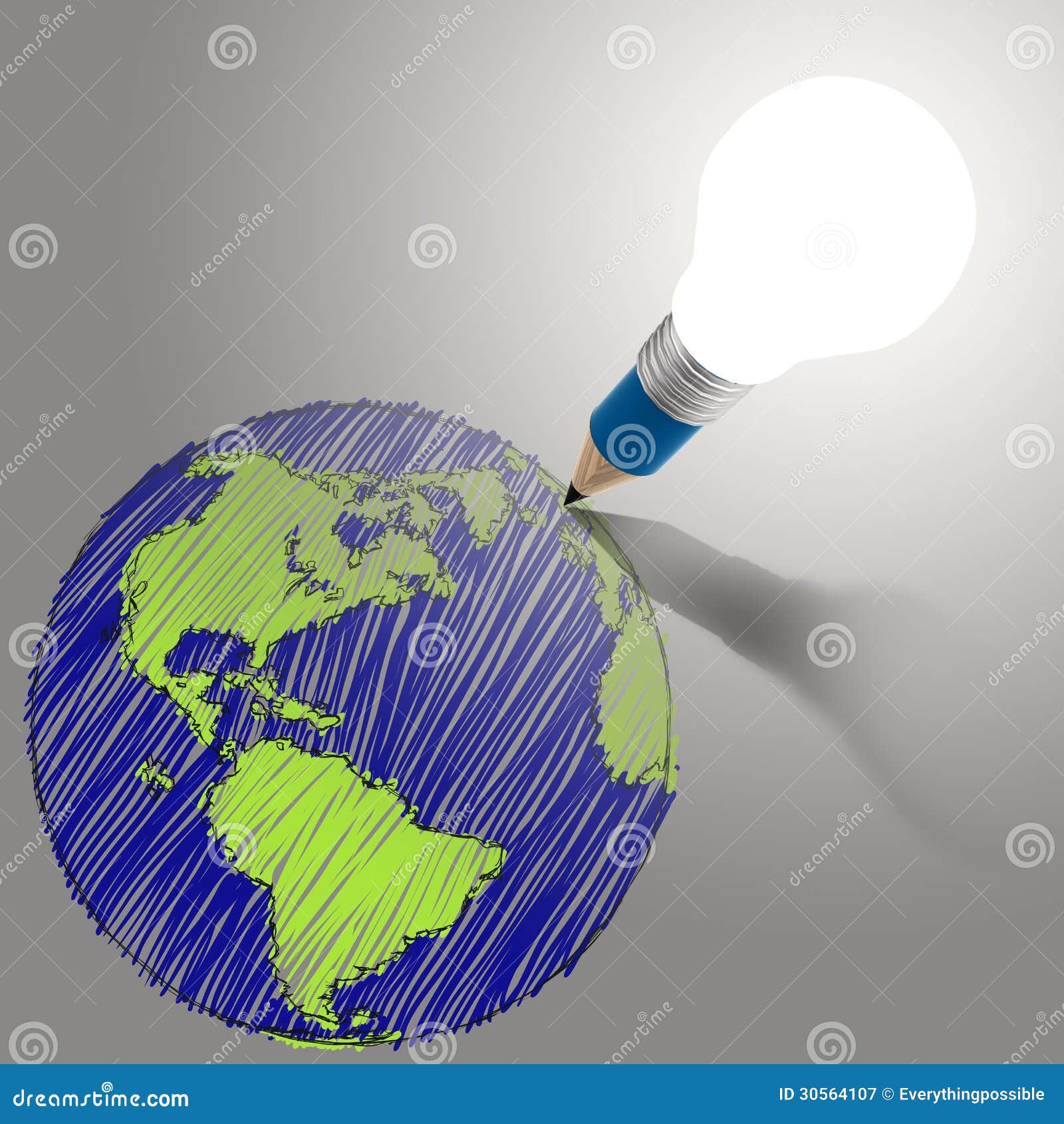 Pencil Creative Light Bulb Head Drawing Stock Illustration ...