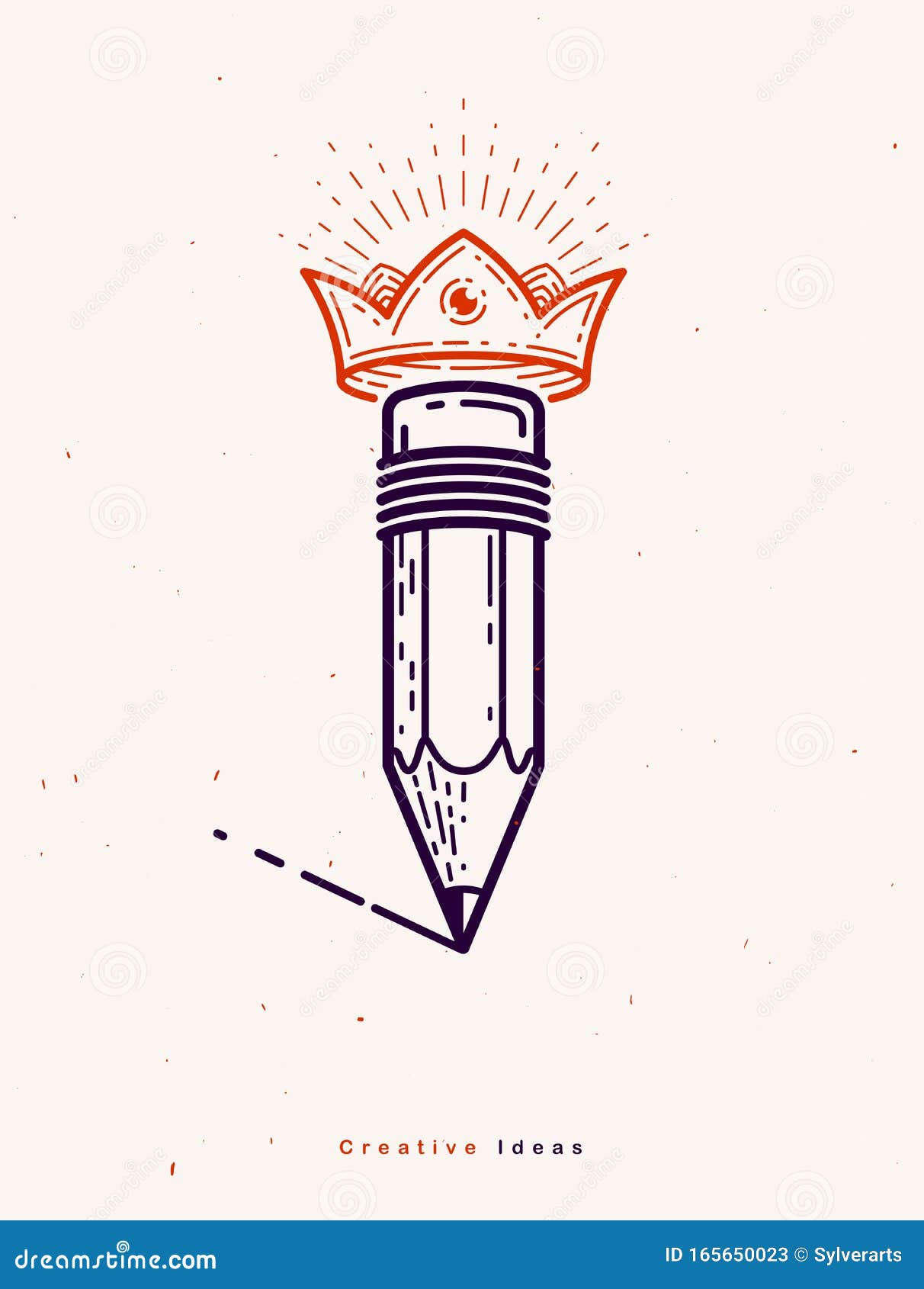 Pencil with Crown, Vector Simple Trendy Logo or Icon for Designer or ...