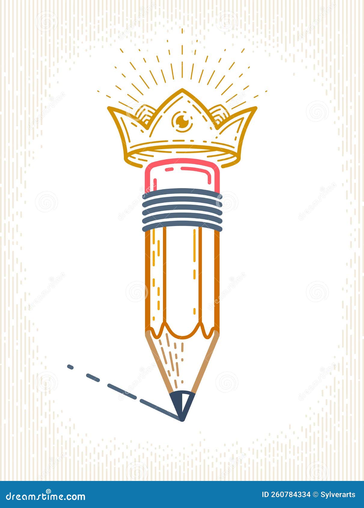 Pencil with Crown, Vector Simple Trendy Logo or Icon for Designer or ...
