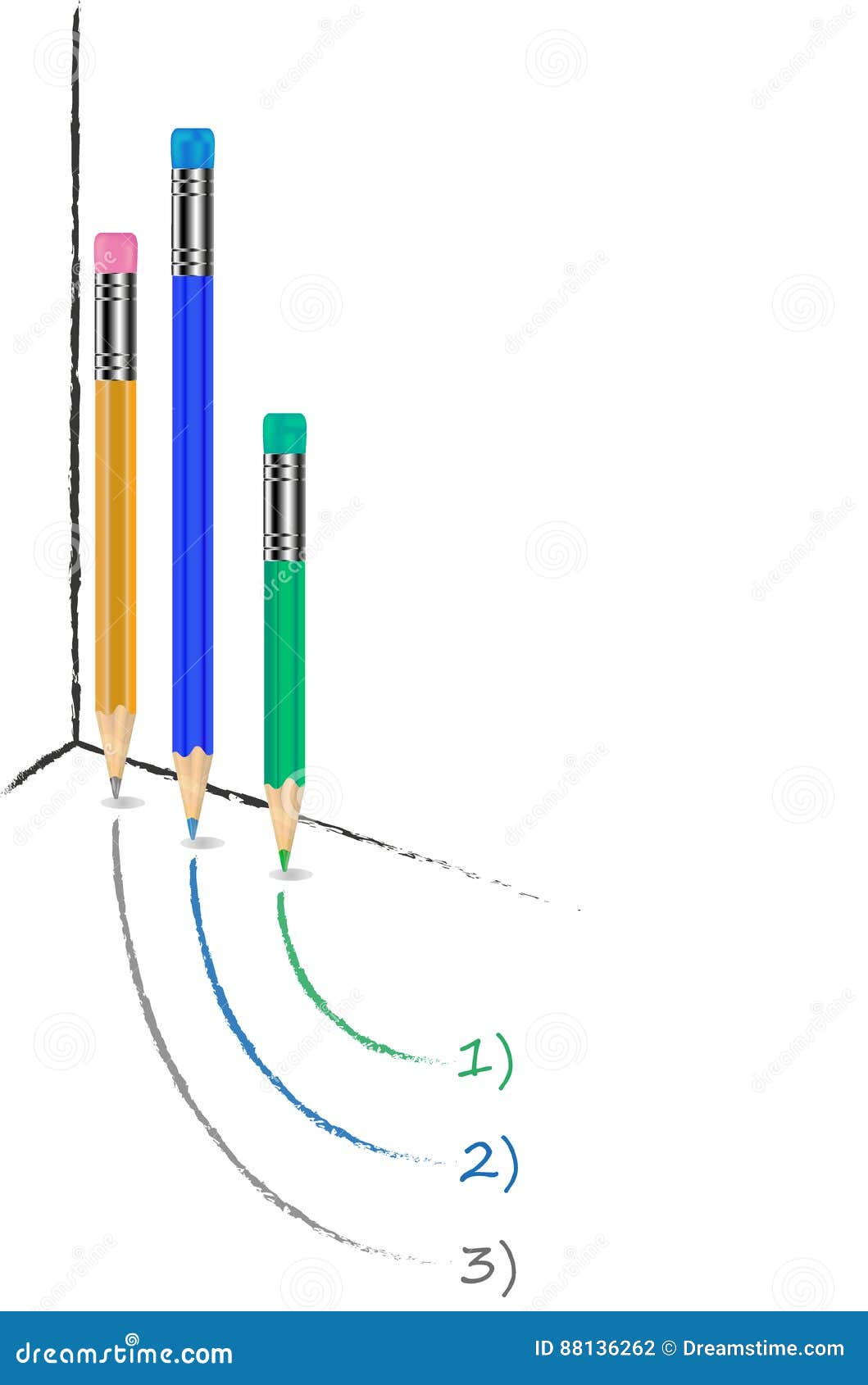 3 pencil diagram stock vector. Illustration of communications - 88136262