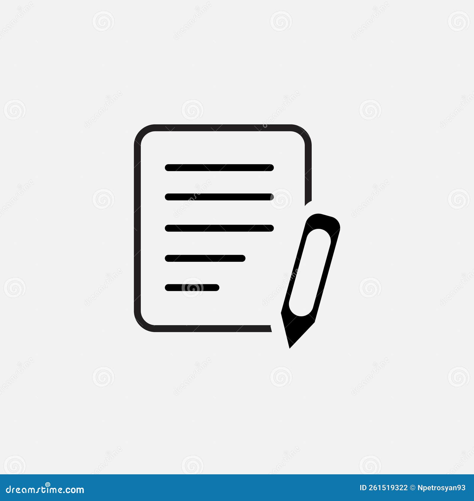 Pencil with document icon stock vector. Illustration of form - 261519322