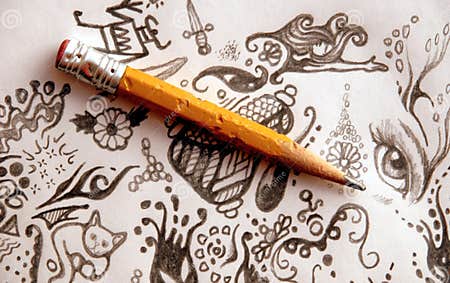 Pencil and doodles stock photo. Image of draw, darla, doodle - 1317600