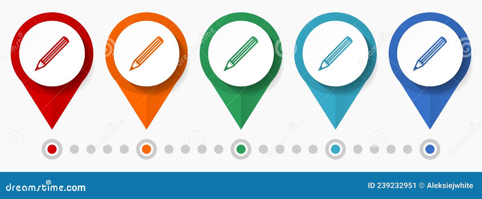 Pencil, Draw Concept Vector Icon Set, Flat Design Pointers, Infographic ...