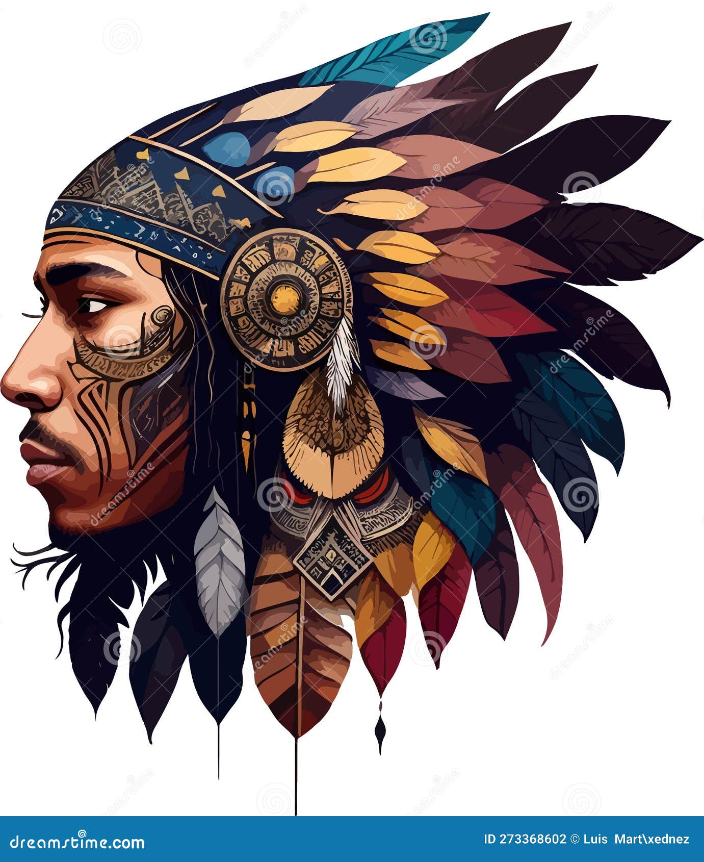 Pencil Draw Moderm Native American Head Vector Stock Vector ...