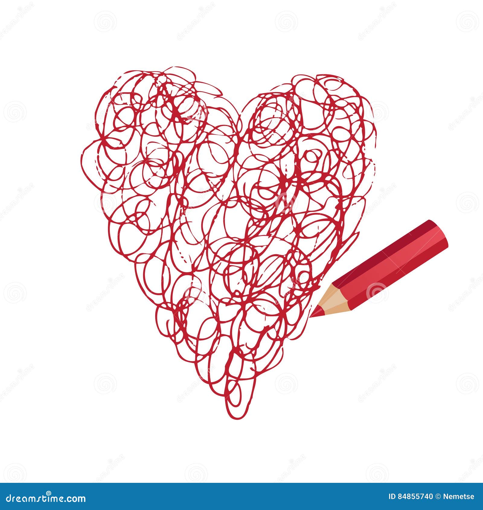 Pencil Drawing Beautiful Heart Stock Vector - Illustration of drawing ...