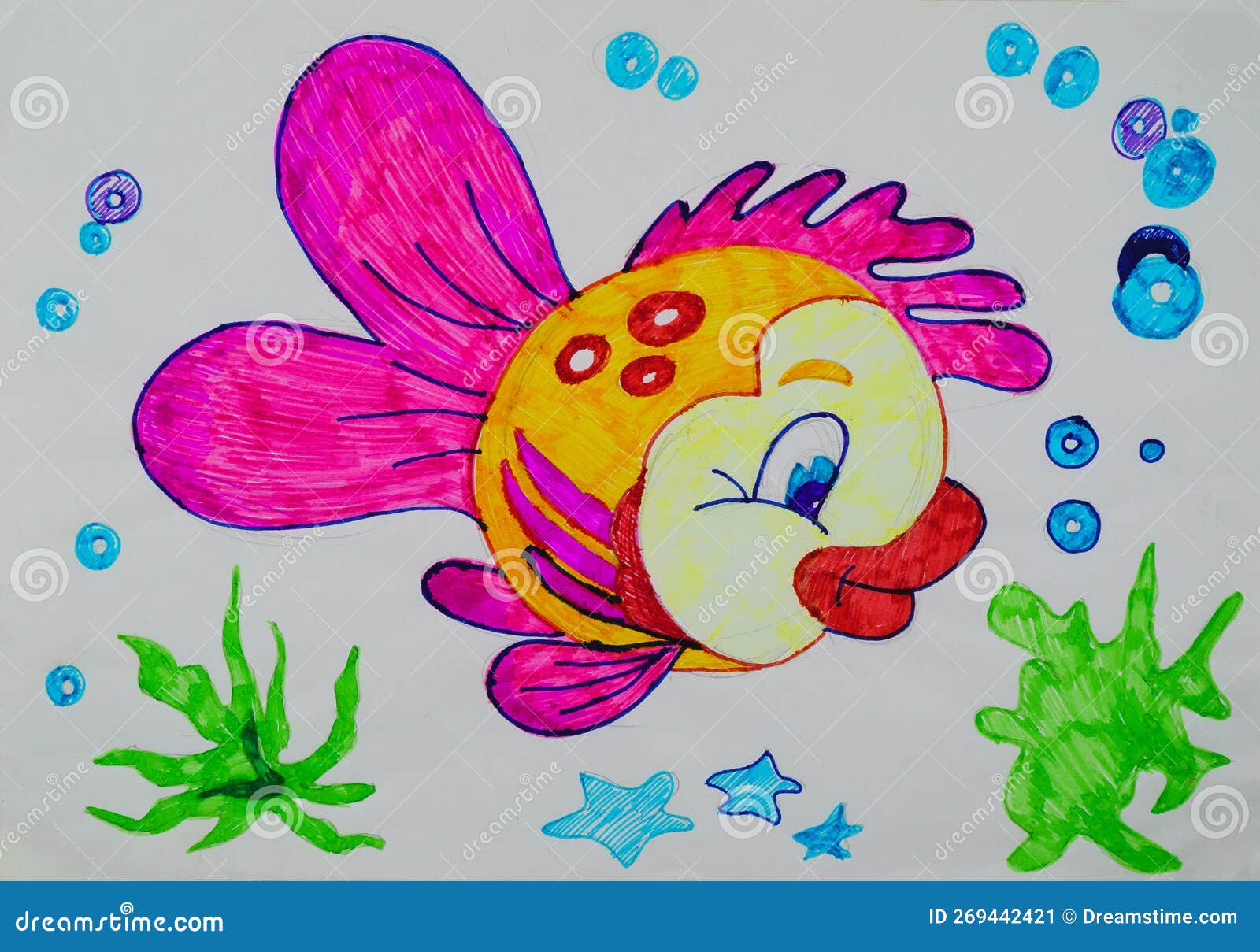 Pencil Drawing of a Colorful Fish Stock Image - Image of pencil ...
