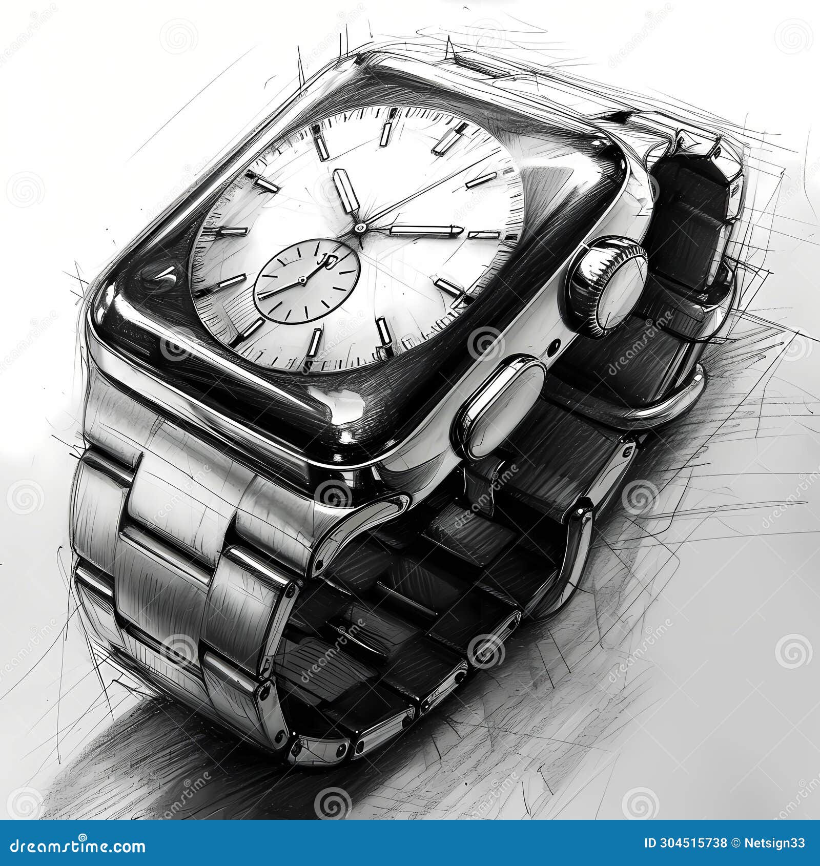 A Pencil Drawing of Concept Smart Watch, a Sketch of a Watch Stock ...