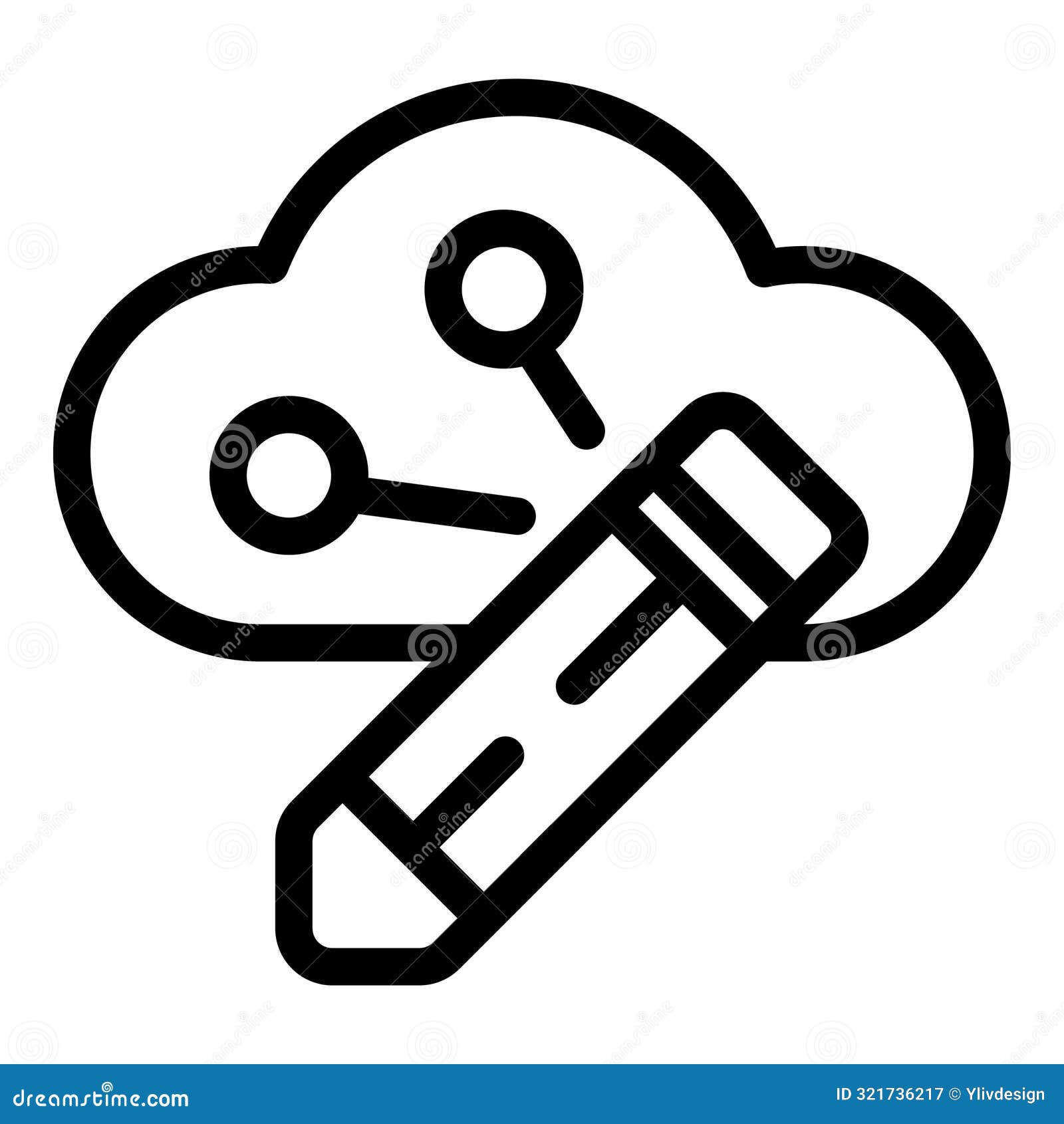 Pencil Drawing Connections with Location Pins in a Cloud Computing Icon ...