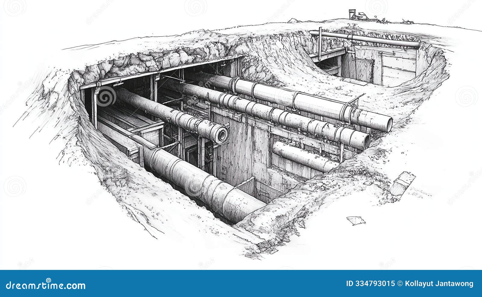 Pencil Drawing of a Construction Site Concept - Detailed Site ...