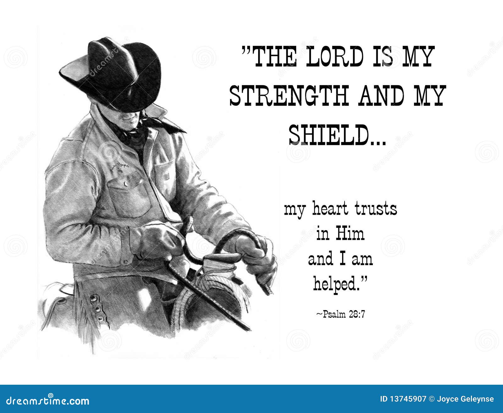 Pencil Drawing Of Cowboy With Bible Verse Royalty-Free Stock Photo ...