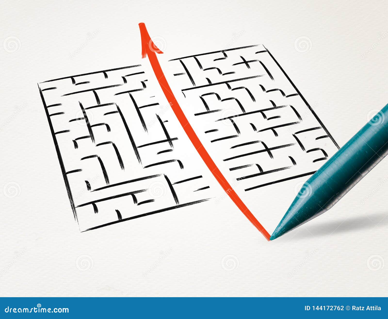 Pencil Drawing the Exit Way Out from Maze Stock Photo - Image of idea ...