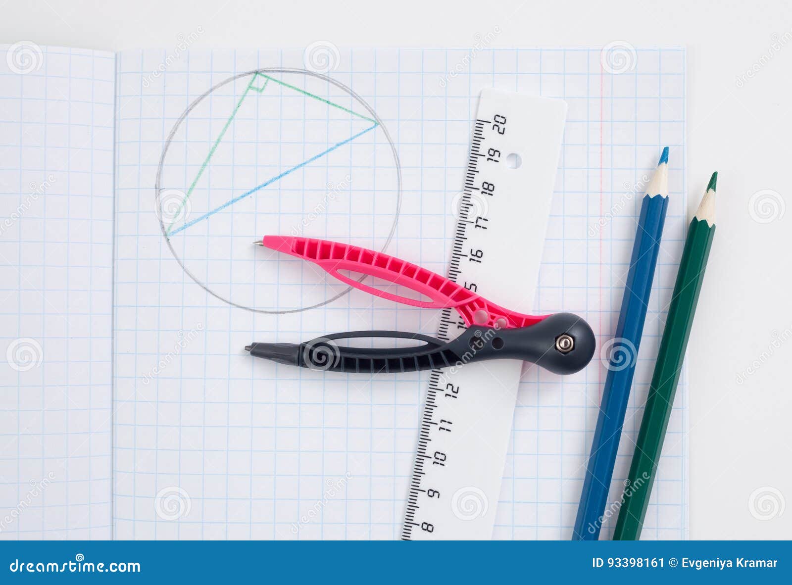 A Pencil Drawing Geometric Figures in the Notebook Stock Image - Image ...