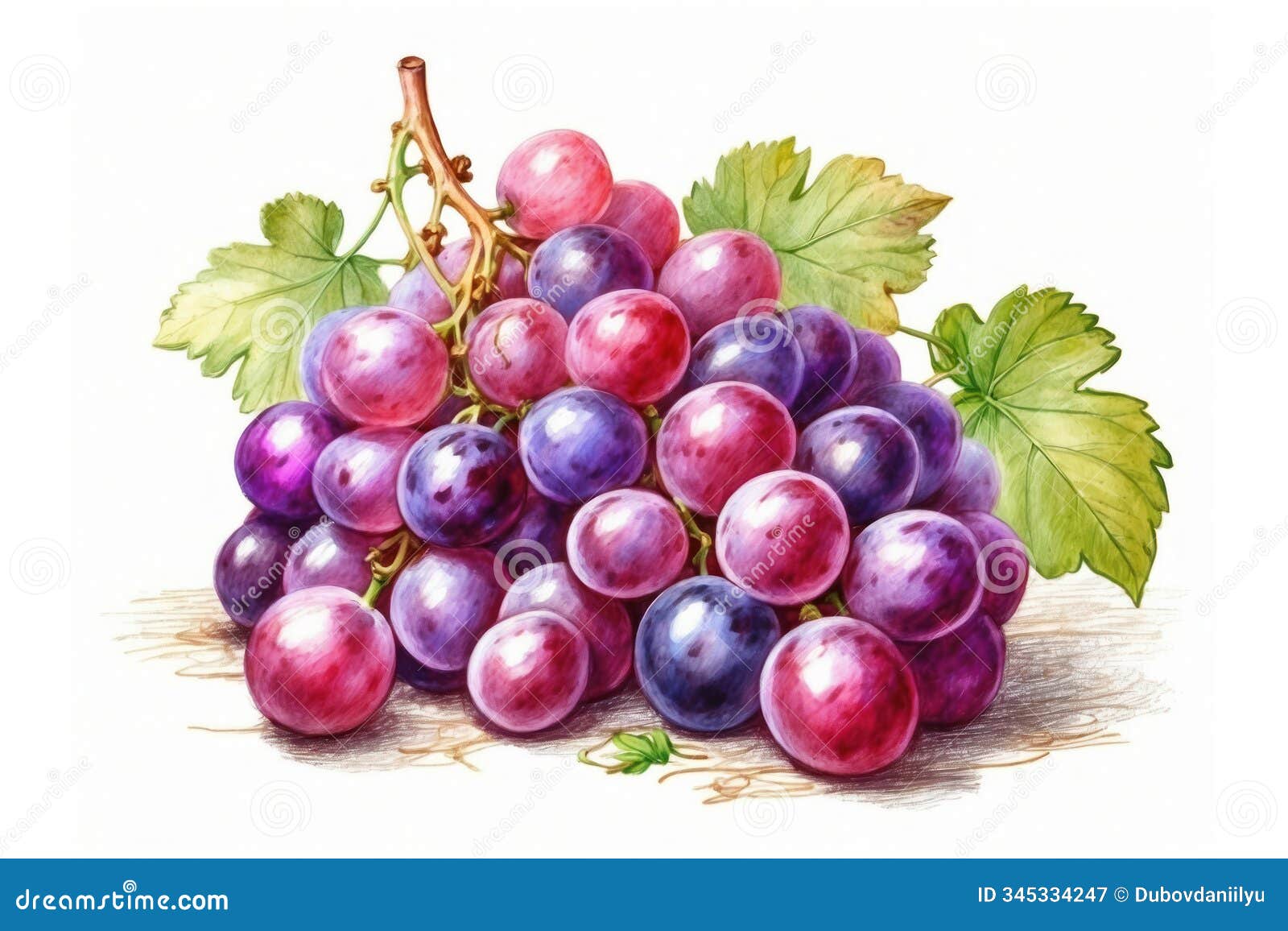 Pencil Drawing of a Grape Fruit: a Realistic Image of a Bunch with ...