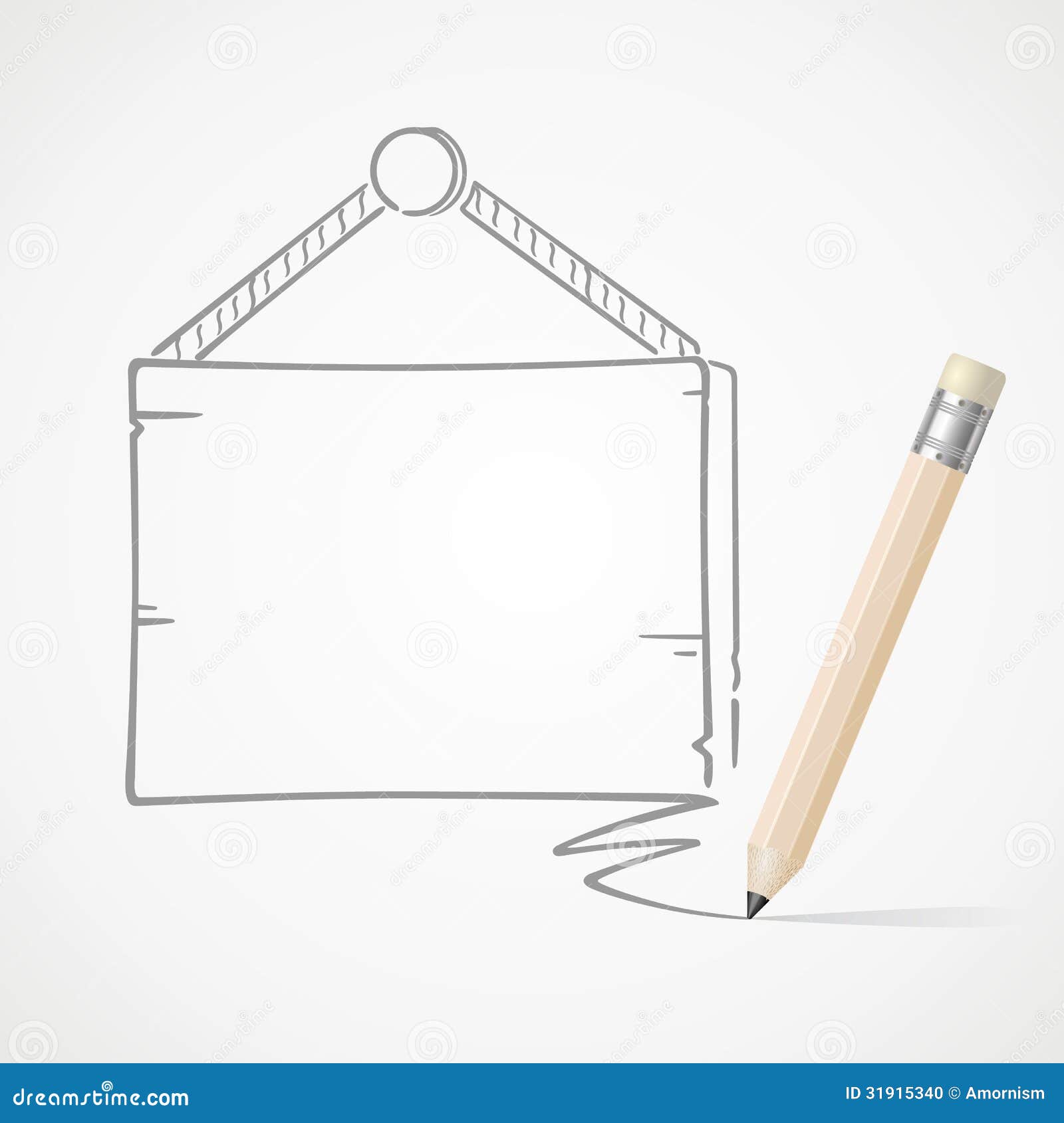 Pencil Drawing Hanging Board Stock Vector - Illustration of line, note ...