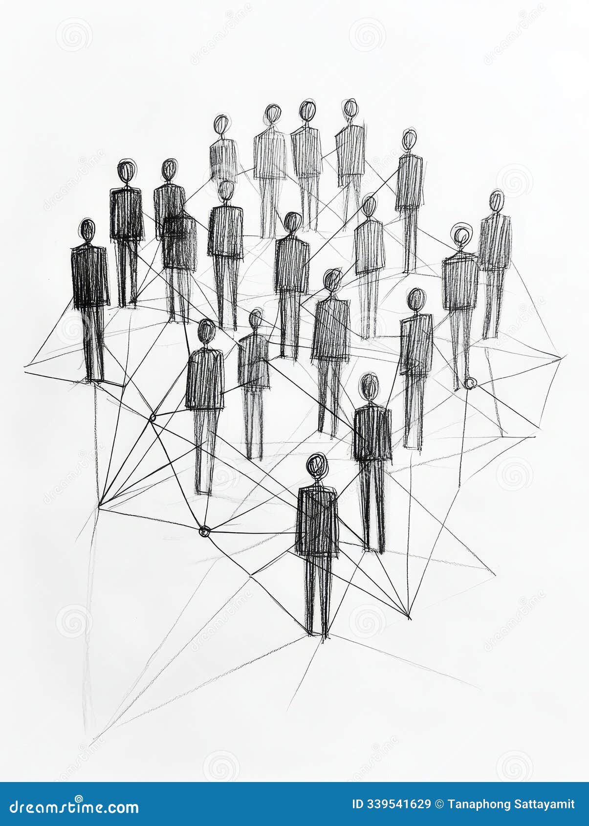 A Pencil Drawing of Interconnected People Symbolizing Collaboration ...