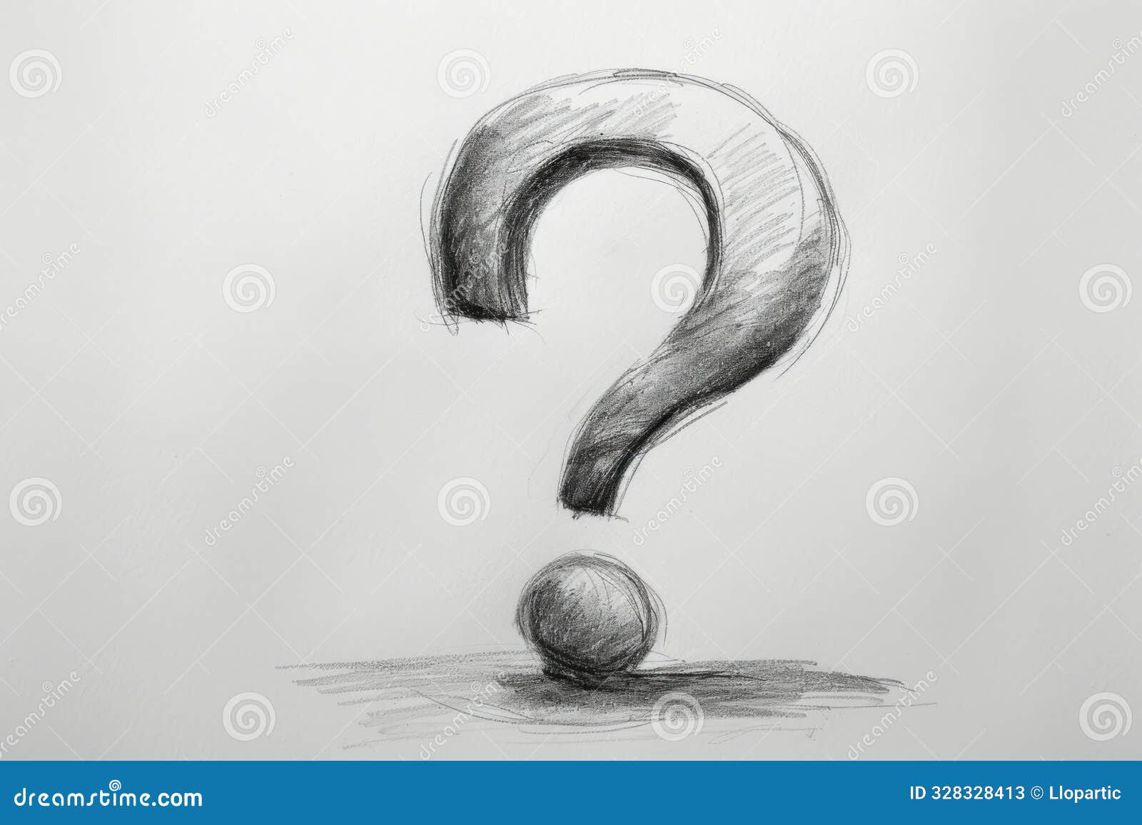 Pencil Drawing of a Large Question Mark on White Paper, with a Pencil ...