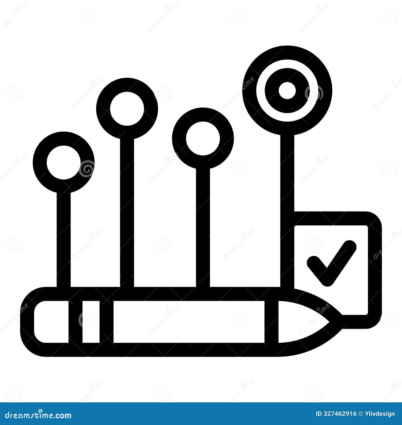 Pencil Drawing a Line Connecting Dots with Check Mark Symbol for ...