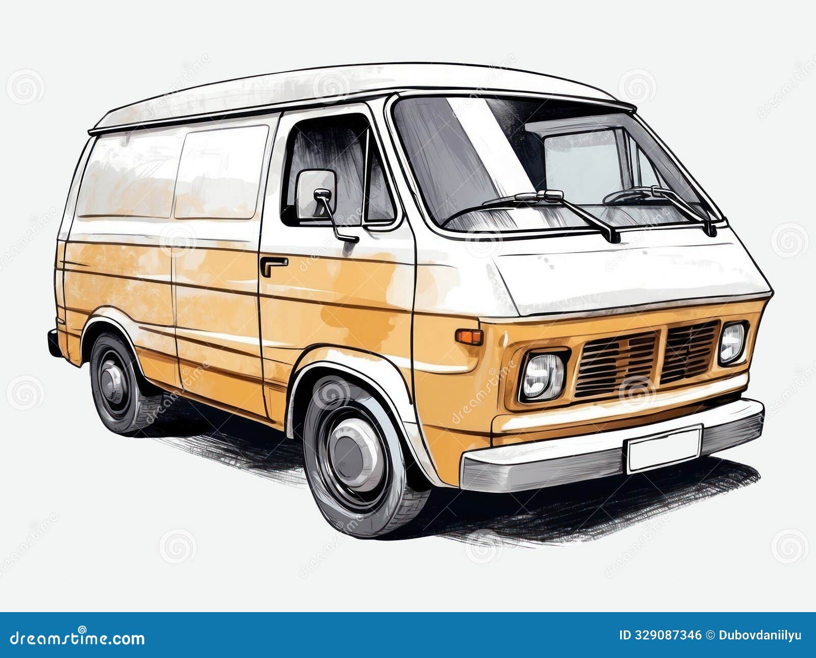 Pencil Drawing of a Minibus Van, Great for Use in Design, Illustration ...