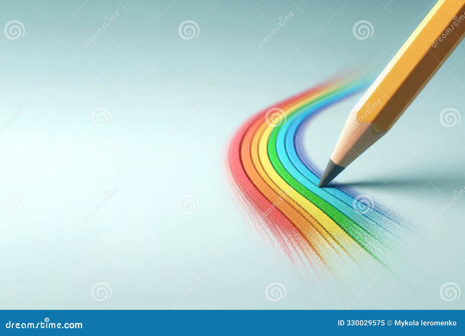 Pencil Drawing a Multi-colored Rainbow. Space for Text. Stock Image ...