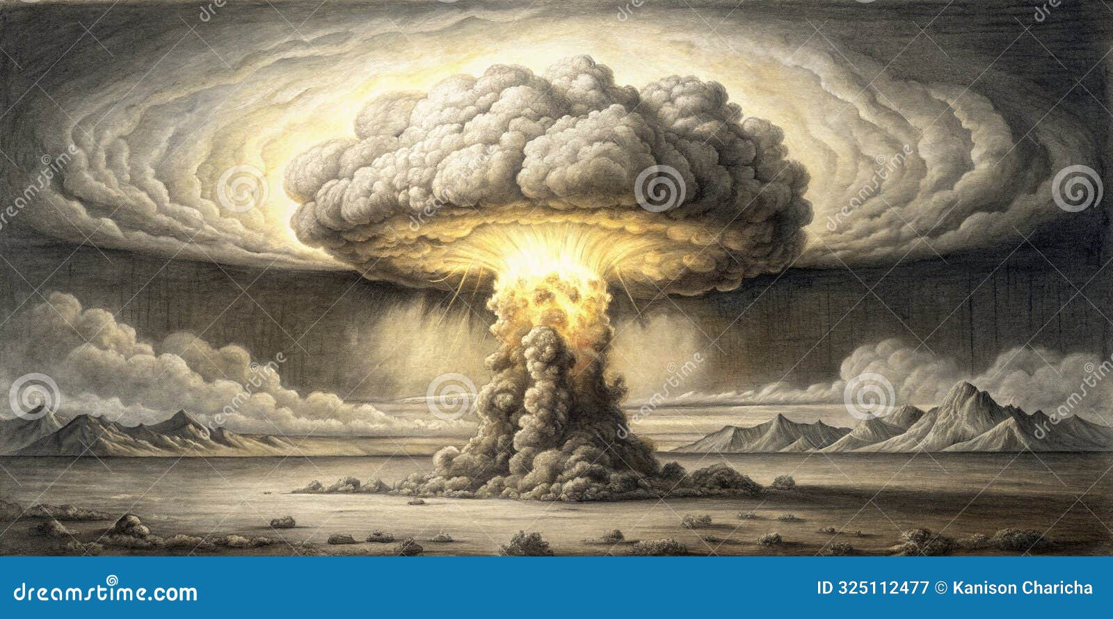 Pencil With Nuclear Explosion Mushroom Shape, Creative Explosion Or ...